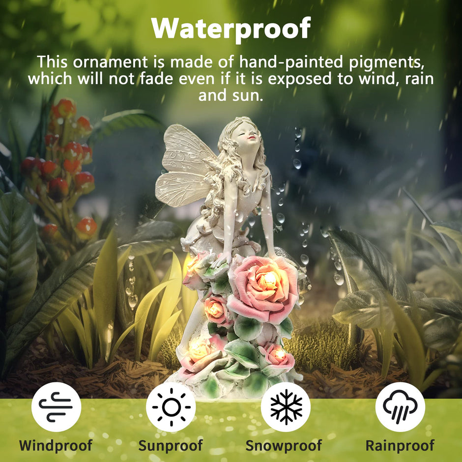 Solar Powered Angel Garden Lights Angel Statue for Garden Yard