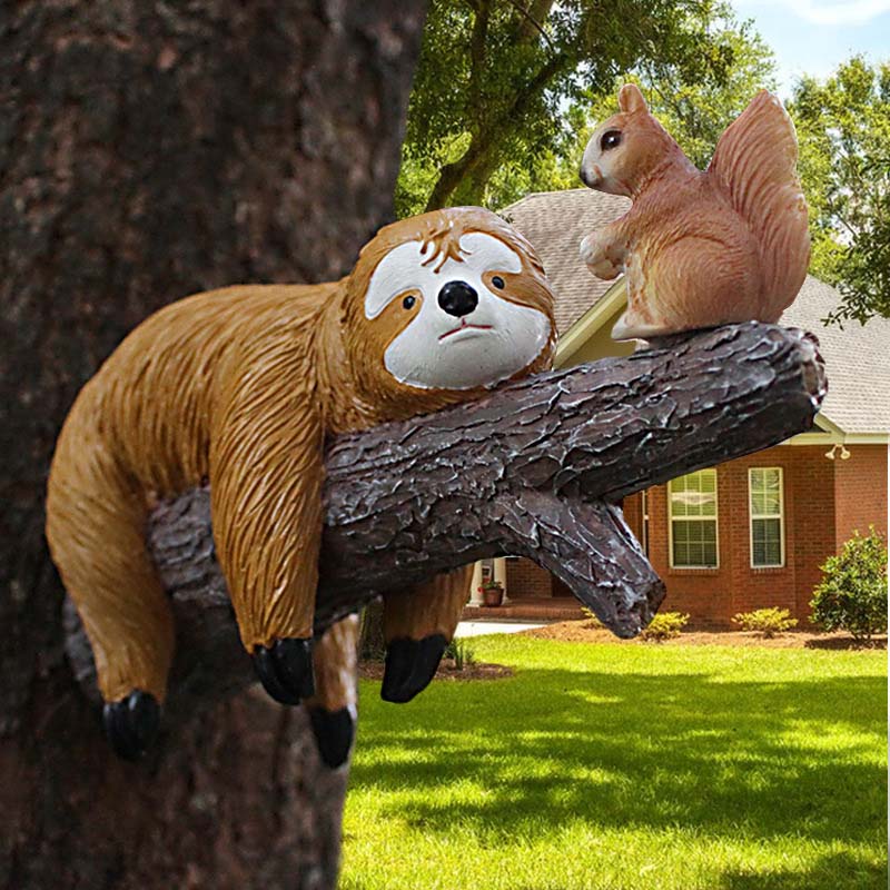 Whimsical Sloth Tree Hugger: Garden Peeker Sculpture & Yard Decor