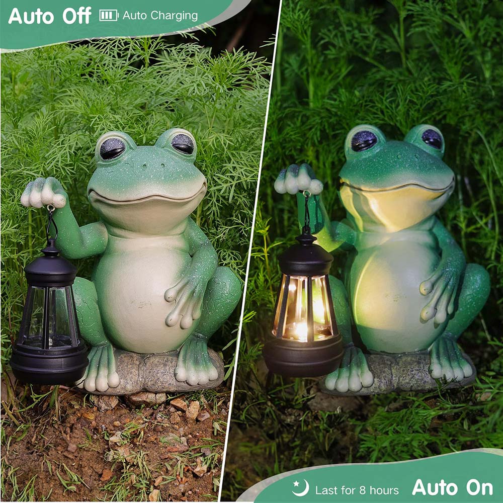 Solar Handheld Frog Light with LED Lantern - Charming Outdoor Statue